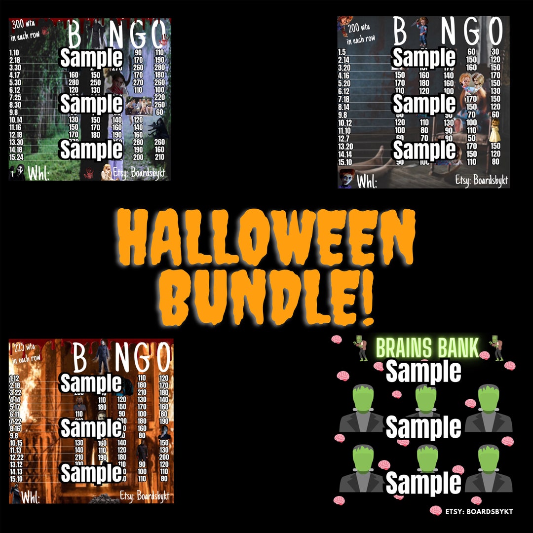 Halloween Bingo Board Bundle - Etsy