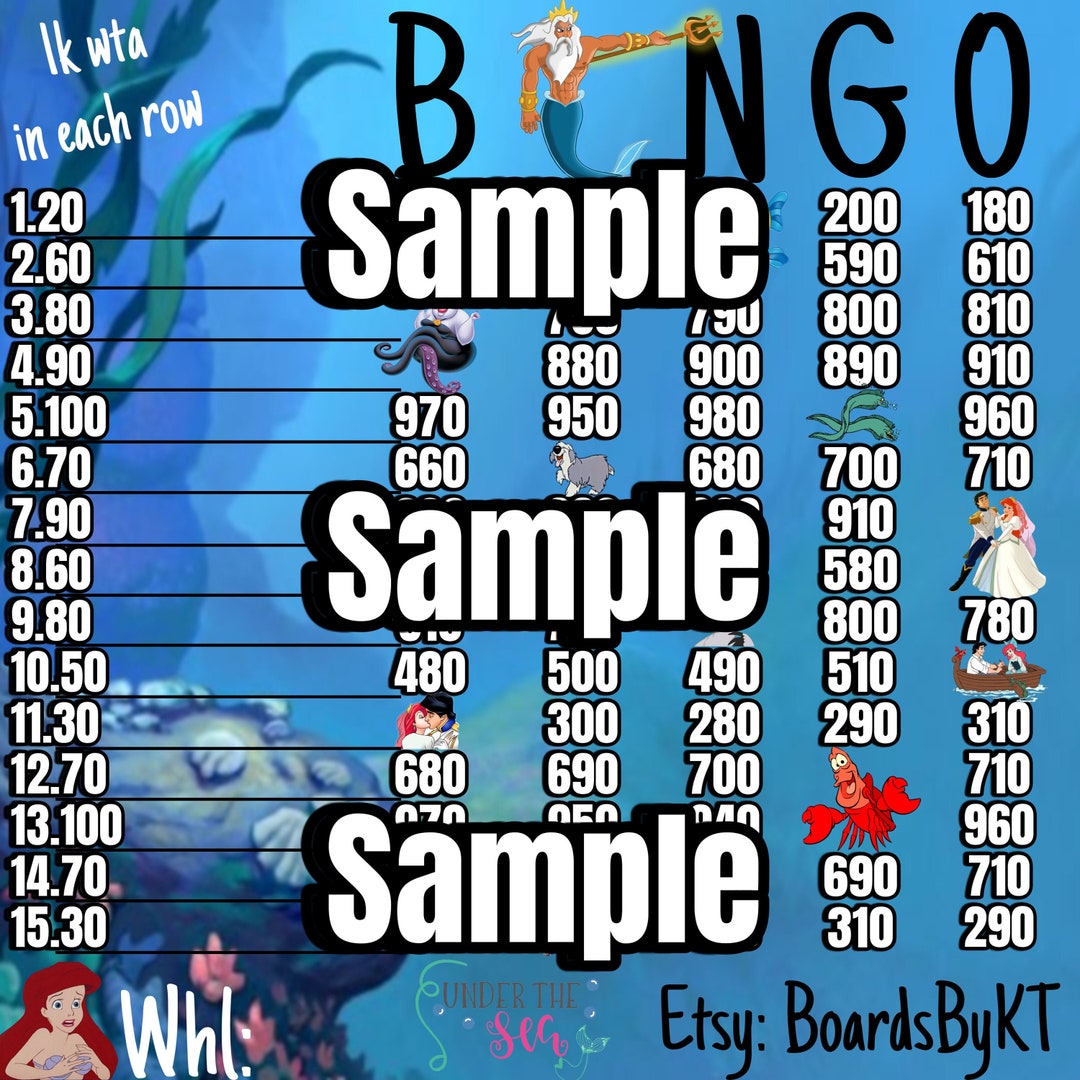 Little Mermaid 1k Bingo Board - Etsy