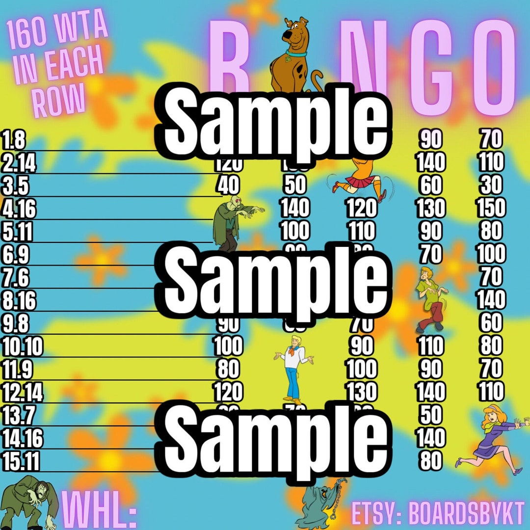 Scooby 160 Bingo Board - Etsy