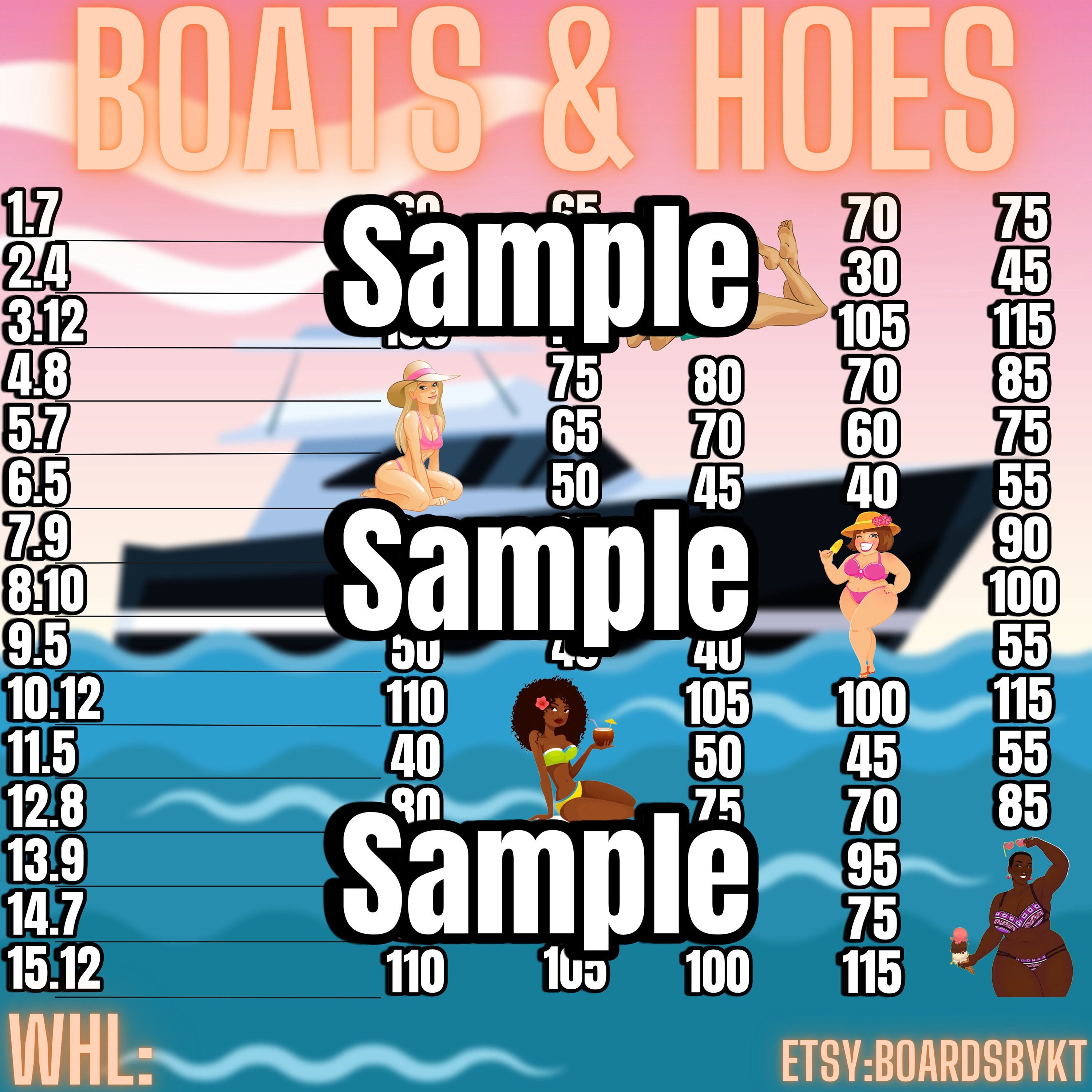 Boats 120 Bingo Board - Etsy