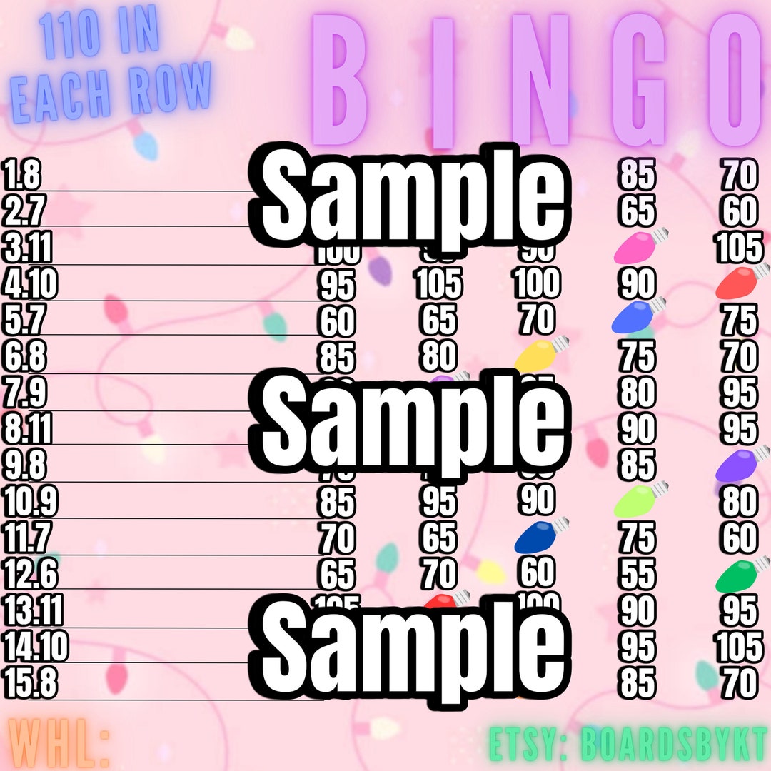 Christmas Bulb 110 Bingo Board - Etsy