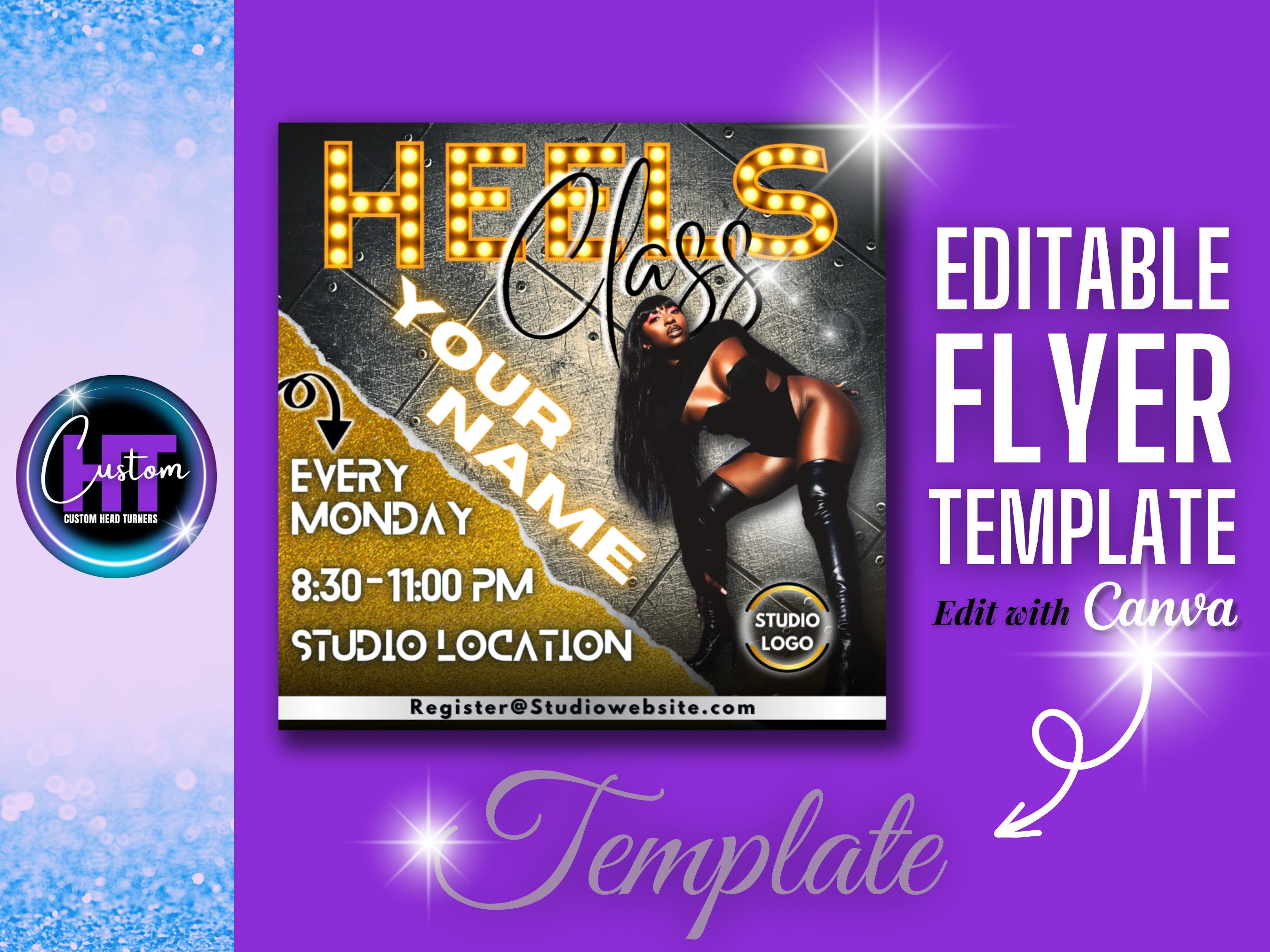 Heels Class Flyer DIY Canva Flyer Template, Premade Flyer, Social Media ...