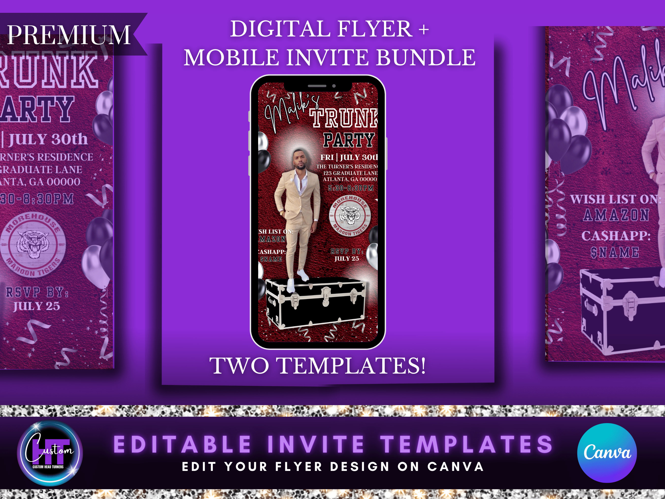 Trunk Party Canva Template (MAROON), Premade Flyer, Social Media Flyer ...