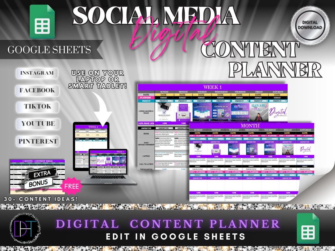 Ultimate Social Media Content Planner, Tiktok Planner, Instagram ...