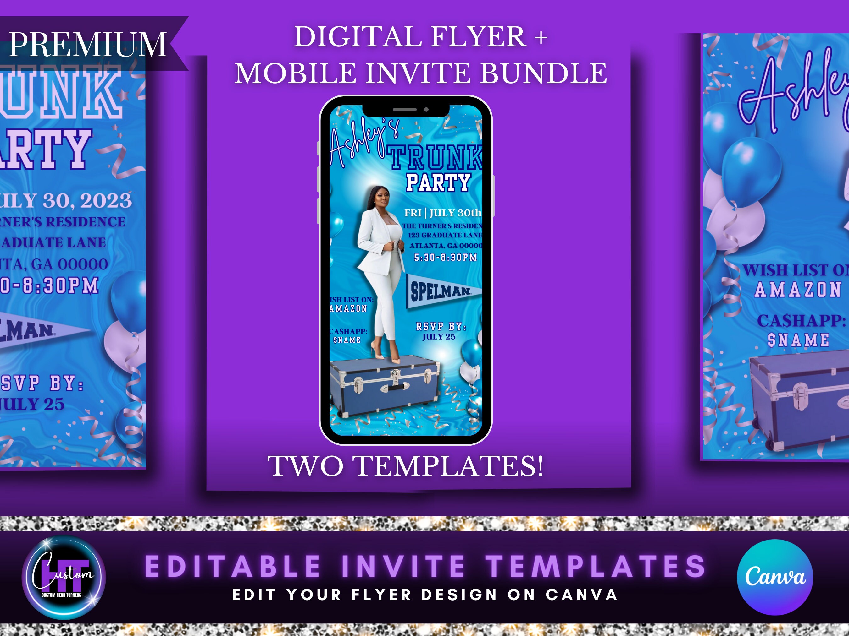 Trunk Party Canva Template (BLUE), Premade Flyer, Social Media Flyer ...