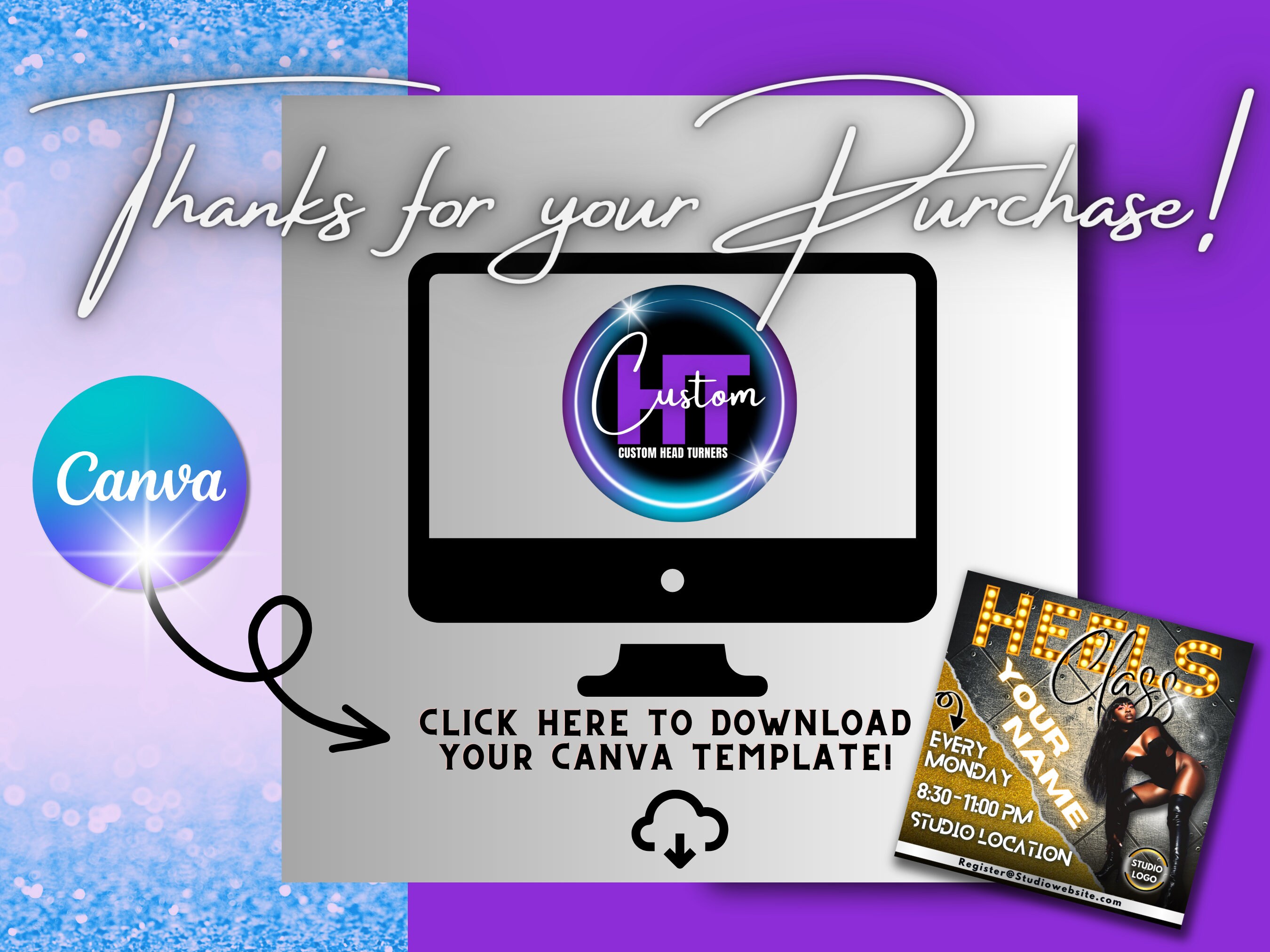 Heels Class Flyer DIY Canva Flyer Template, Premade Flyer, Social Media ...