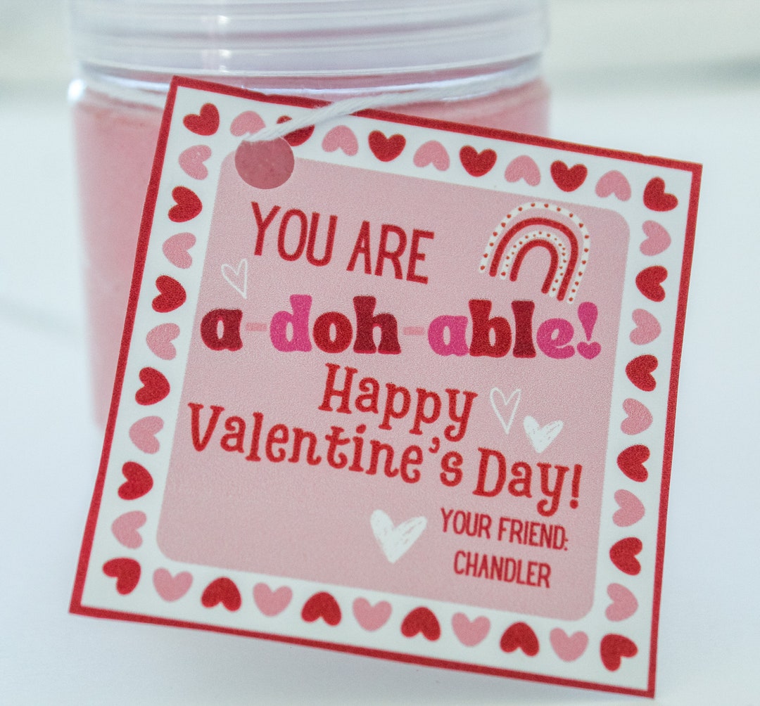 Playdough Valentine's Day Tag, Valentine's Gift Label, A-doh-able, Kids ...