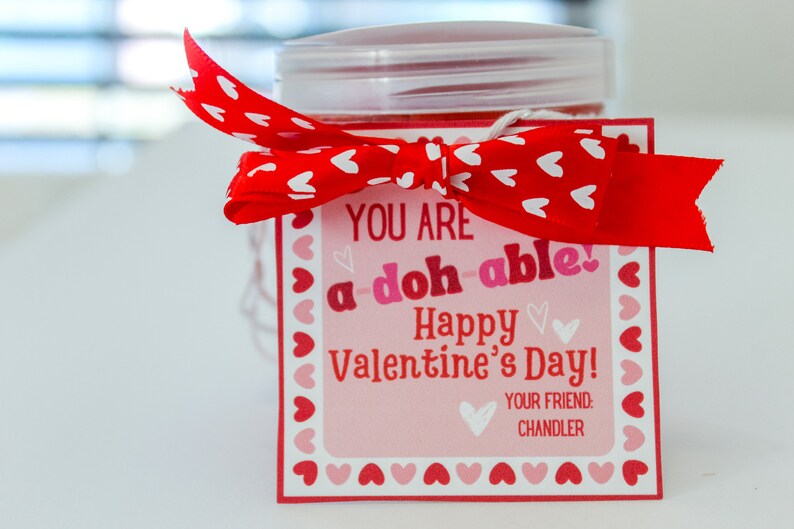 Playdough Valentine's Day Tag, Valentine's Gift Label, A-doh-able, Kids ...