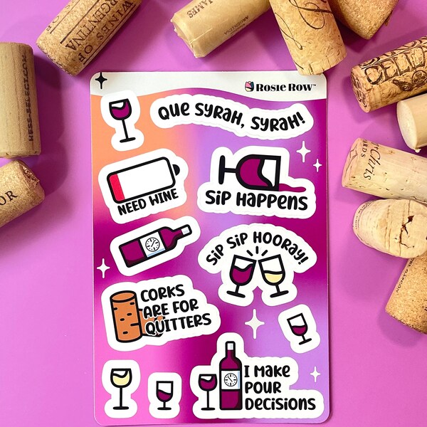 Wine Glass Stickers - Etsy
