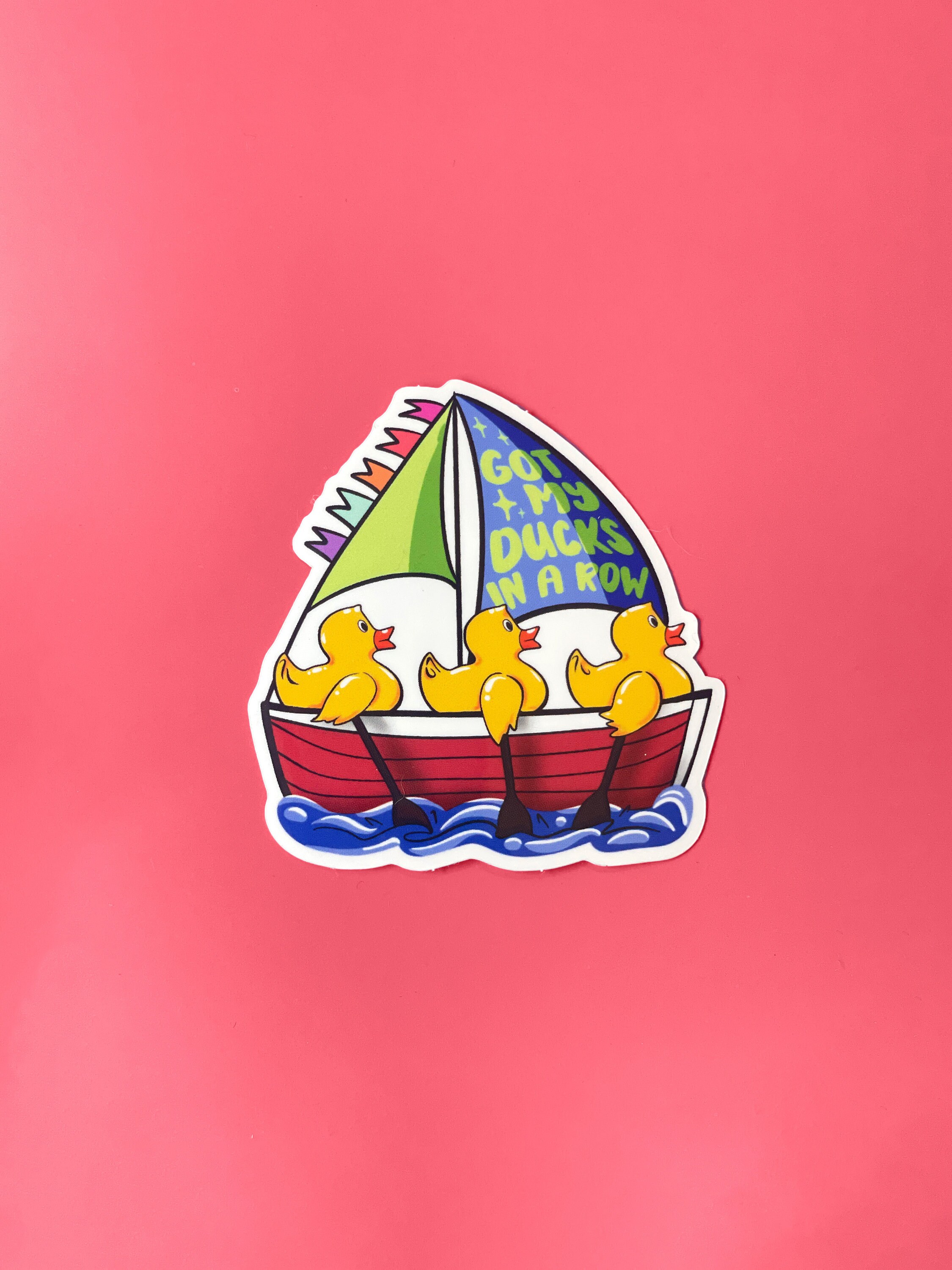 Ducks in a Row Waterproof Vinyl Sticker for Water Bottle, Tumbler ...