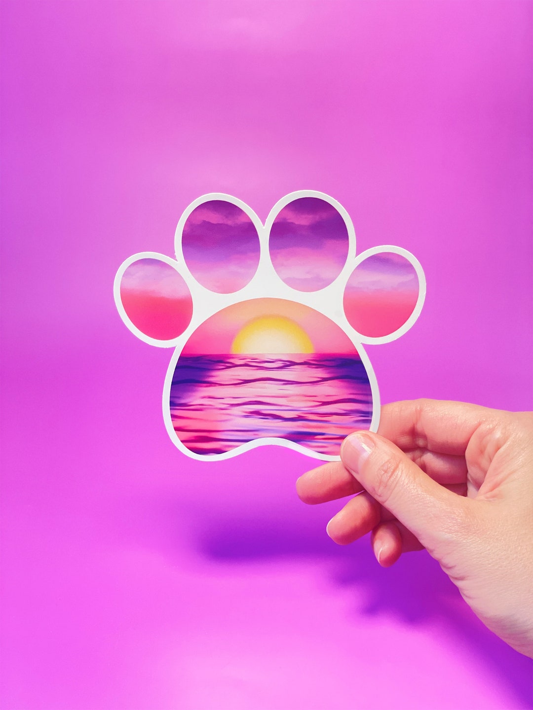 Beach Sunset Dog Paw Sticker for Car Bumper Sticker, Windshield ...