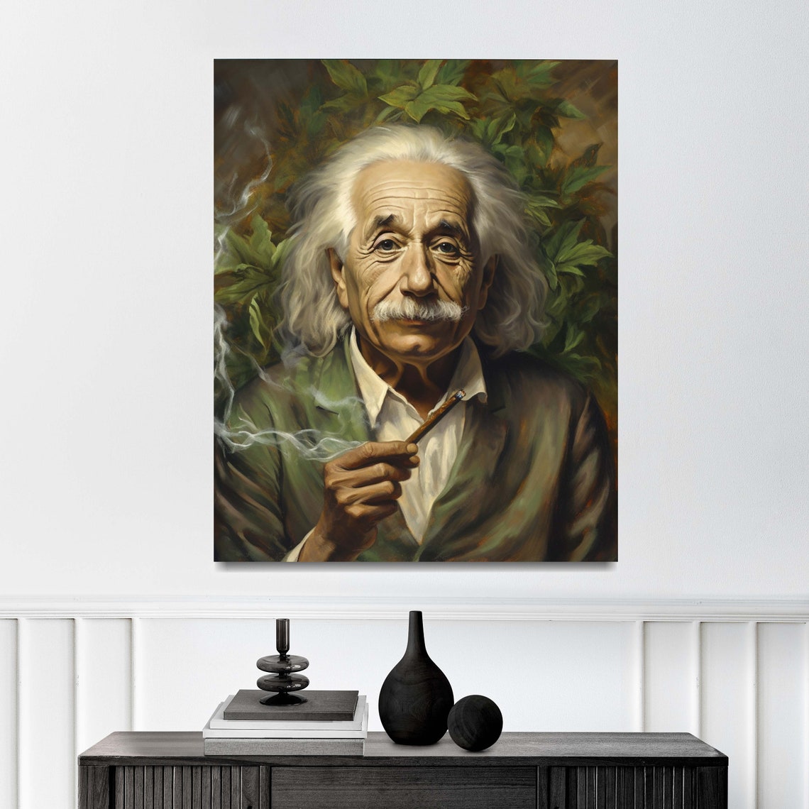 Albert Einstein Smoking Weed Joint Oil Painting Wall Art - Etsy