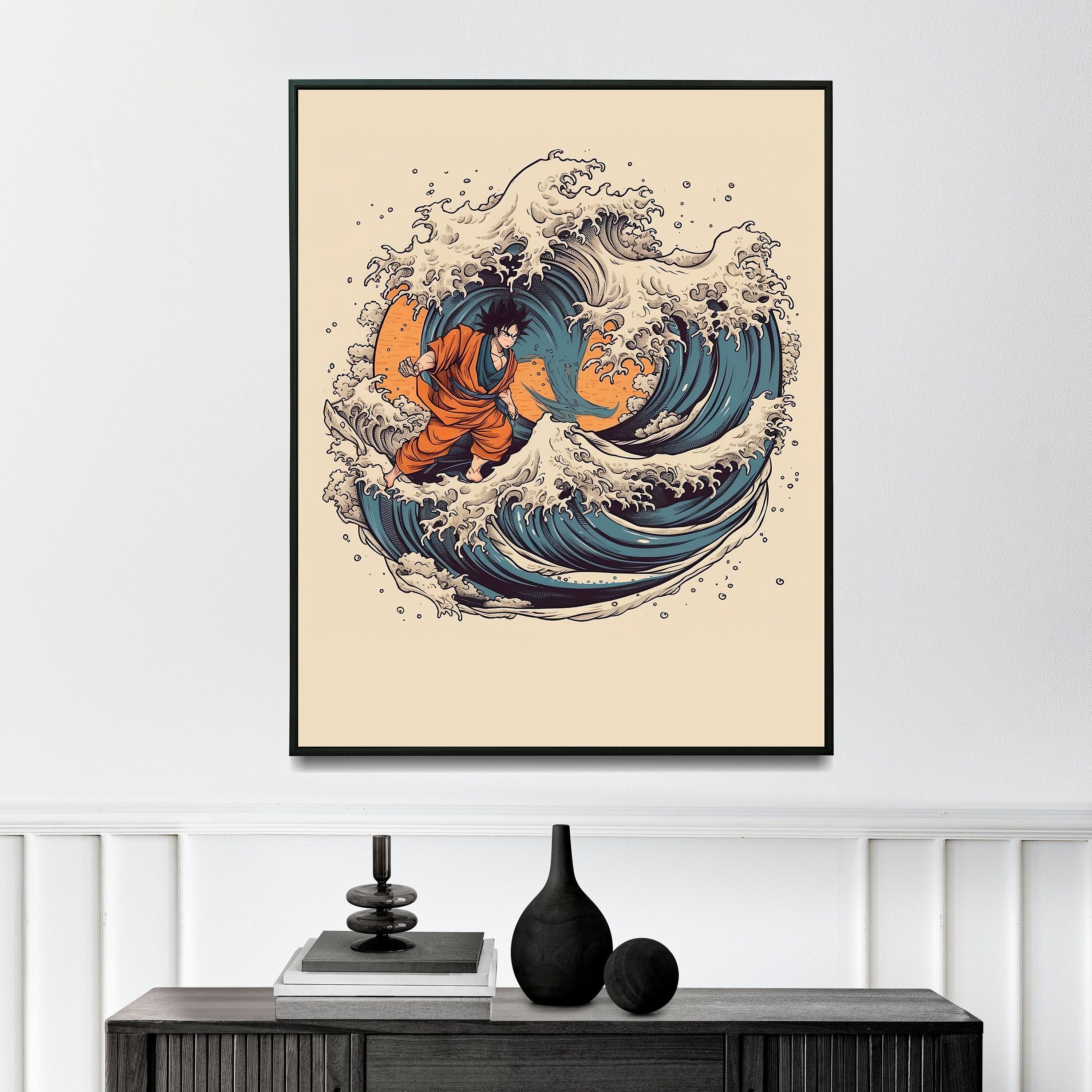 Son Goku From Dragonball in Japanese the Great Wave off Kanagawa Style ...