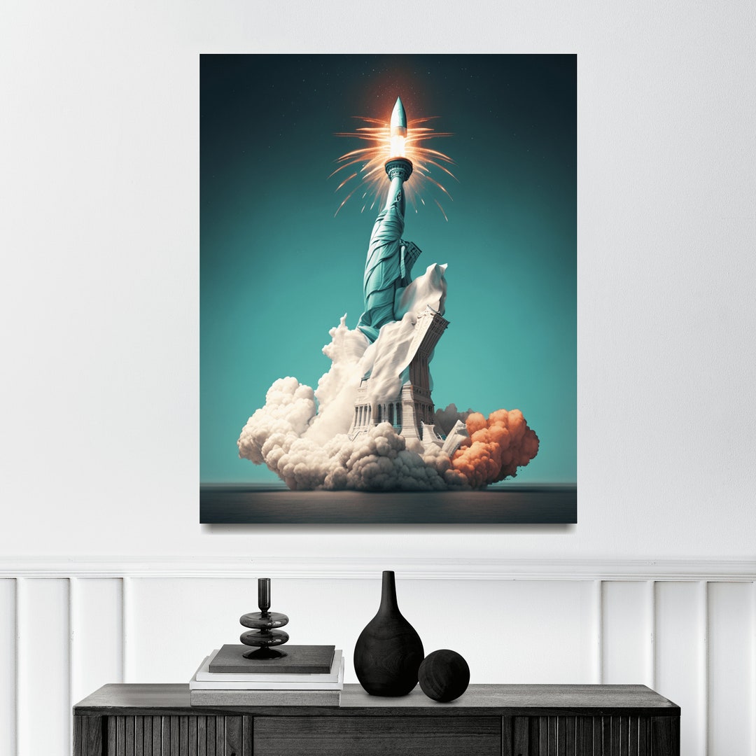 Statue of Liberty X Space Rocket Wall Art - Etsy