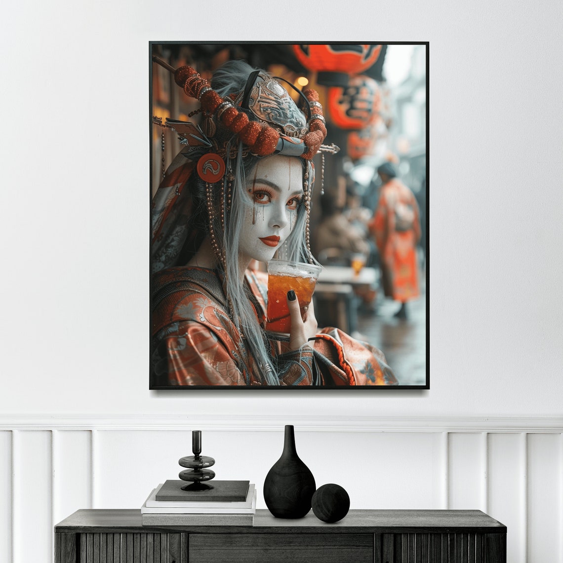 Female Samurai Drinking ICE TEA Wall Art - Etsy
