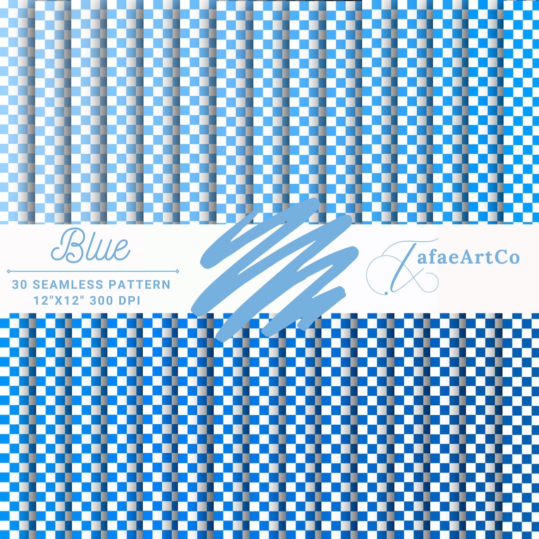 Blue Checkerboard Digital Paper Pattern Digital Scrapbook - Etsy