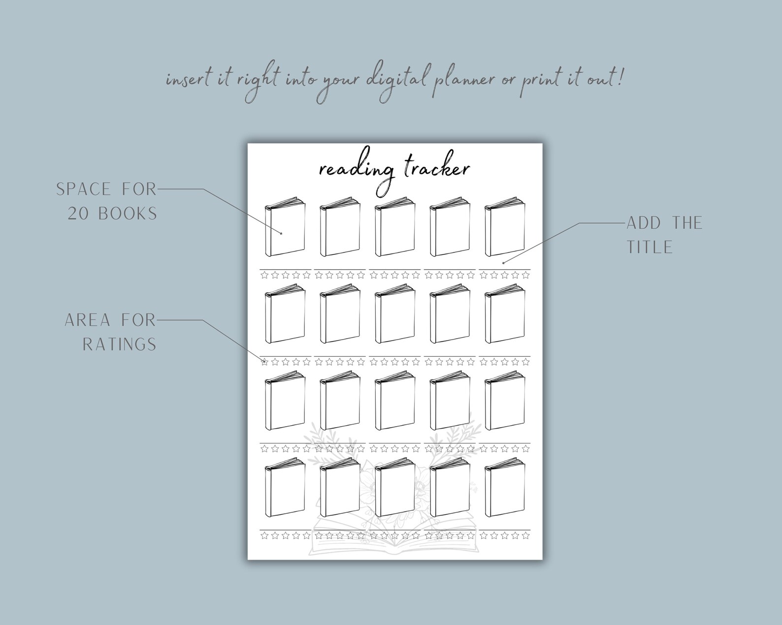 Digital Reading Tracker | Book Tracker, Planner Insert, Goodnotes ...