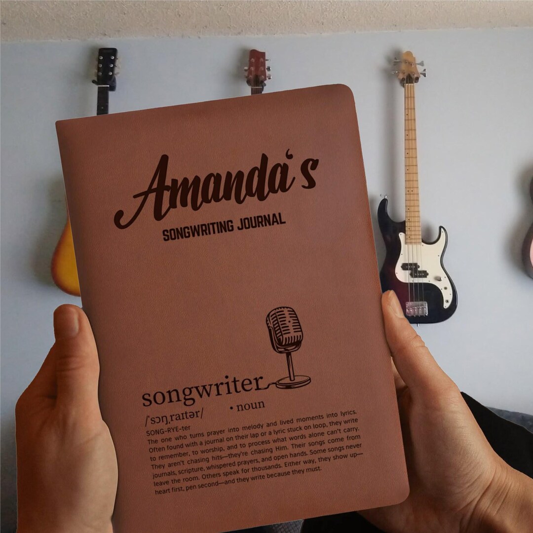 Vegan Leather Songwriter Journal, Personalized Music Notebook Christmas ...