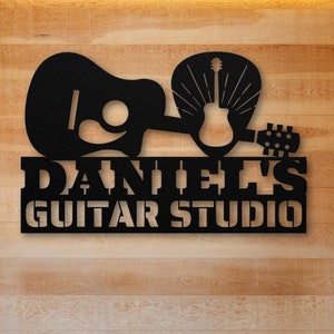 Personalized Guitar Wall Art | Custom Metal Art for Guitarist Name Sign ...