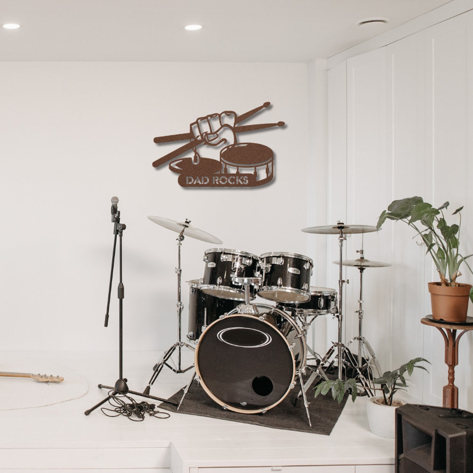 Drummer Dad Gift Wall Art | Metal Art for Drummer Father Sign for ...