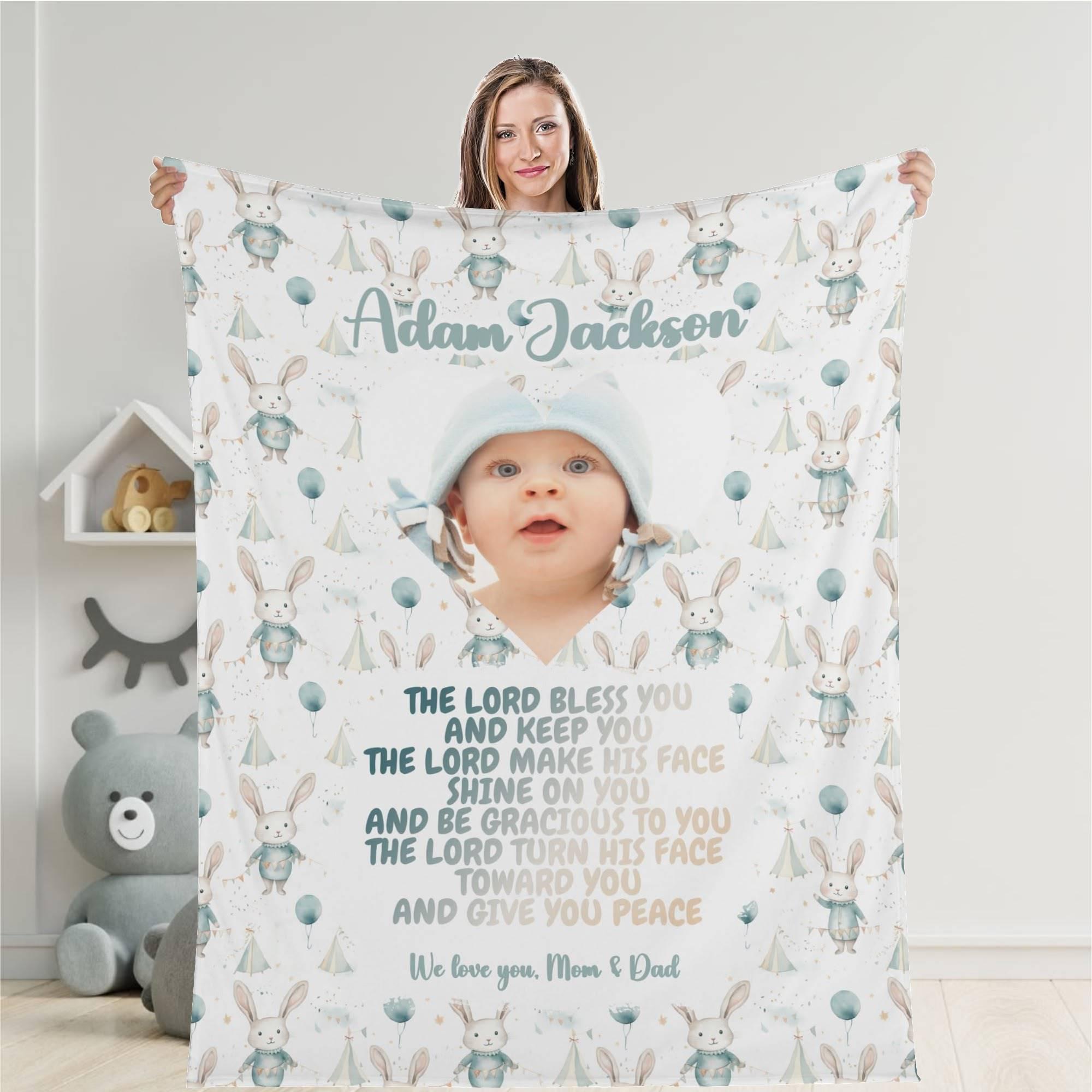 Personalized Baby Name Blanket With Photo & Blessing | Custom Christian ...