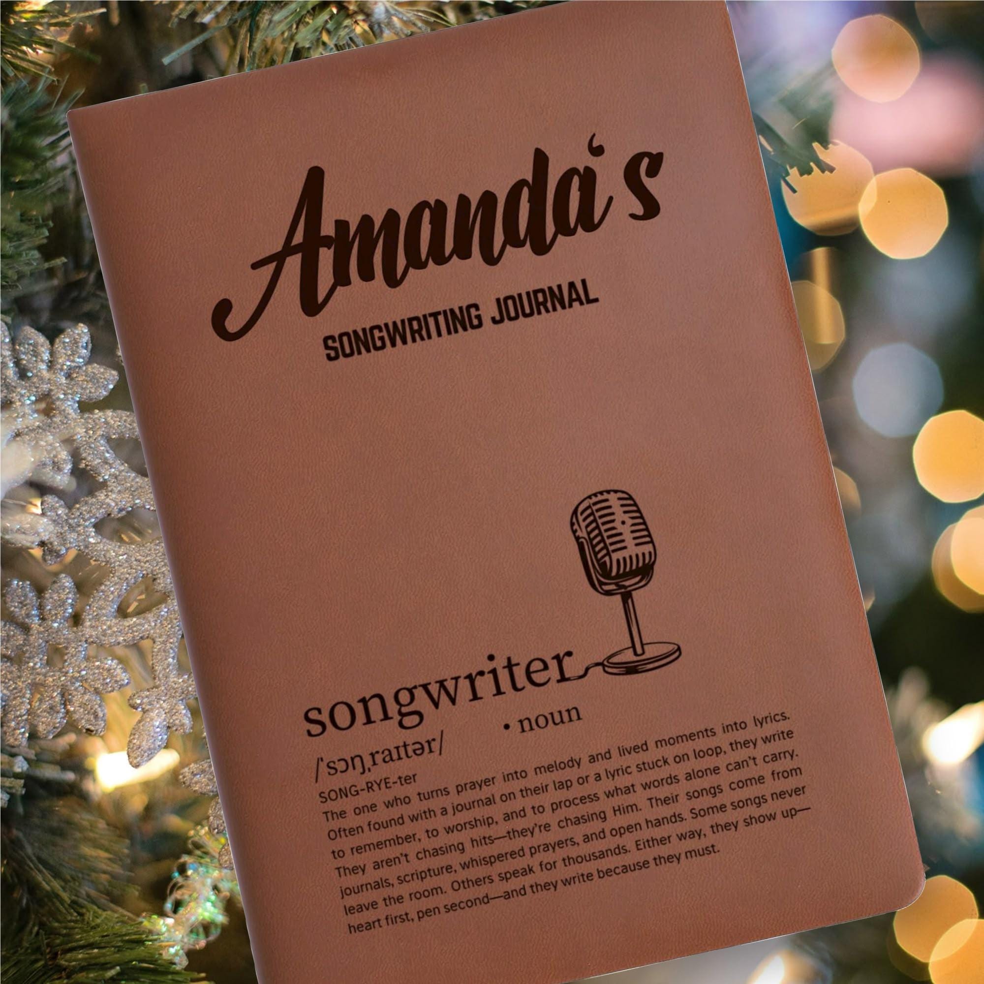 Vegan Leather Songwriter Journal, Personalized Music Notebook Christmas ...