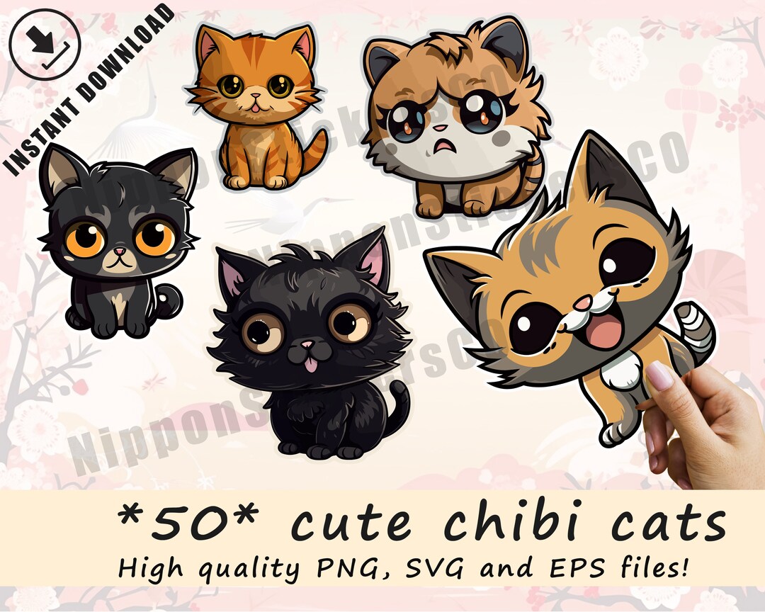 50 Cute Kittens SVG, PNG, EPS Clipart Bundle Adorable Cricut Cat Vector ...