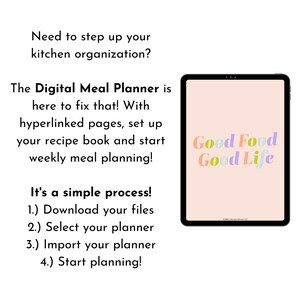 Digital Meal Planner Recipe Book Weekly Meal Planner Digital Kitchen ...
