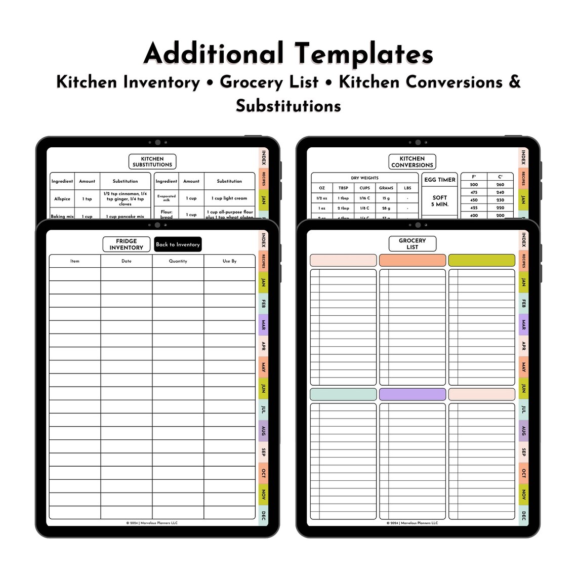 Digital Meal Planner Recipe Book Weekly Meal Planner Digital Kitchen ...