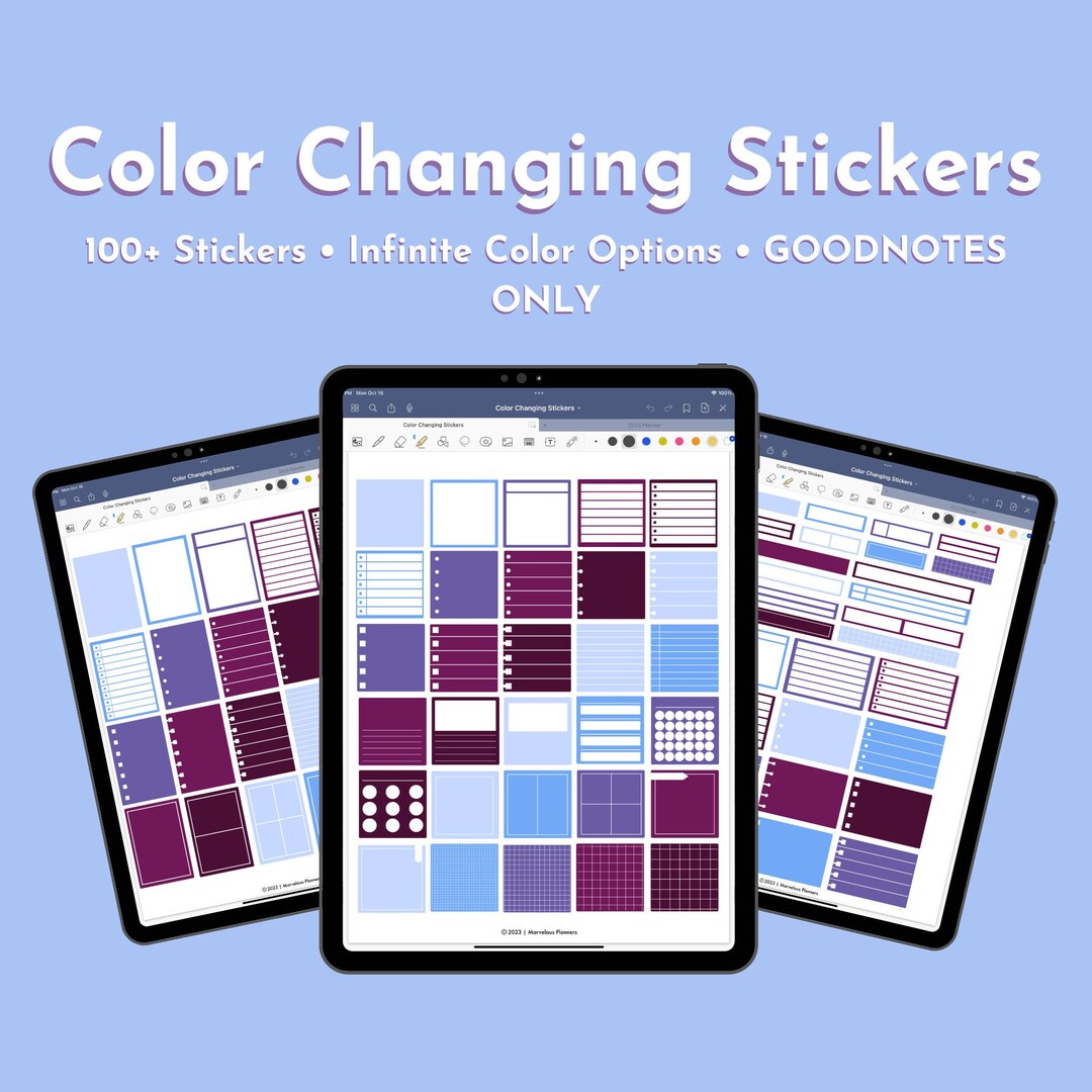 Digital Color Changing Stickers for Goodnotes Digital Stickers Color ...
