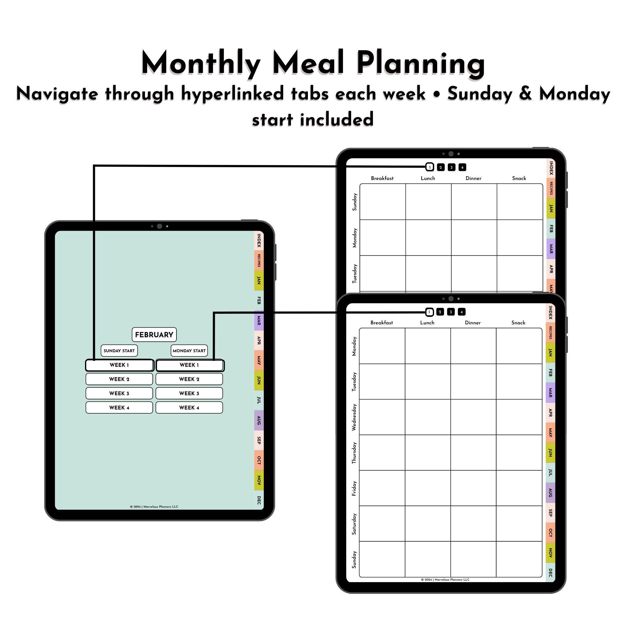 Digital Meal Planner Recipe Book Weekly Meal Planner Digital Kitchen ...