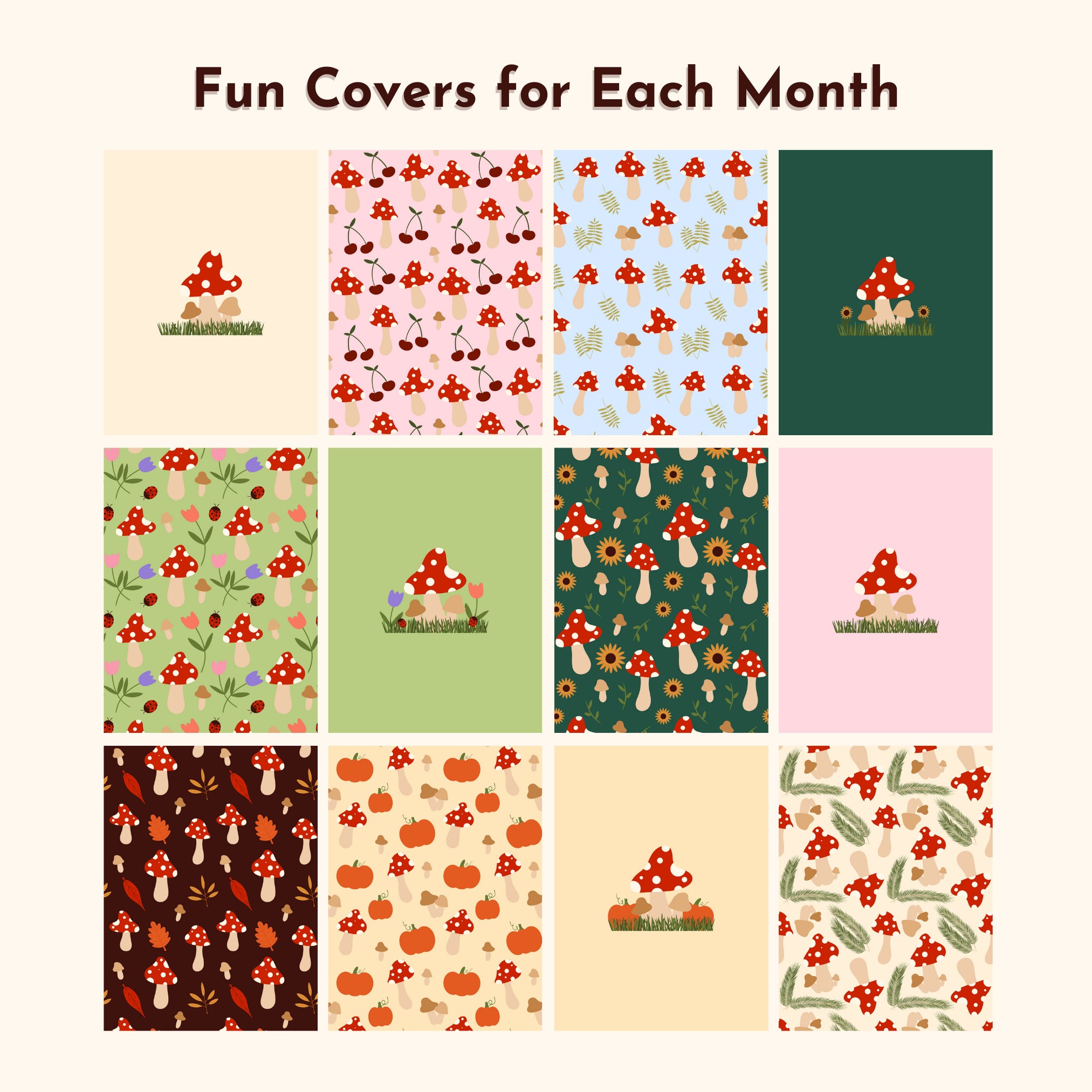 Dated Mushroom Planner 2024 Digital Mushroom Planner Cottagecore ...