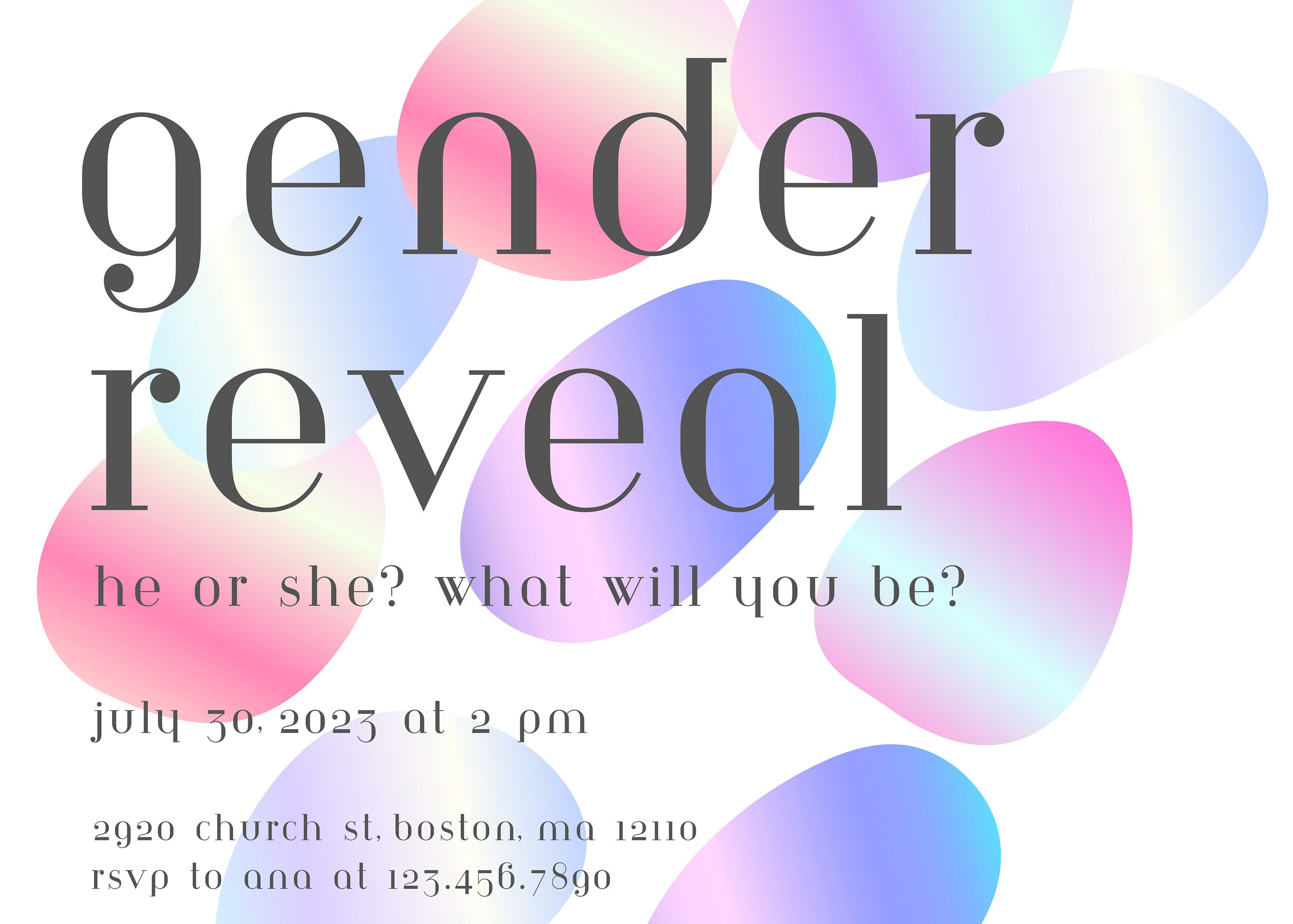 5x7 Pink and Blue Baby Gender Reveal Template - Digital - Print at Home ...