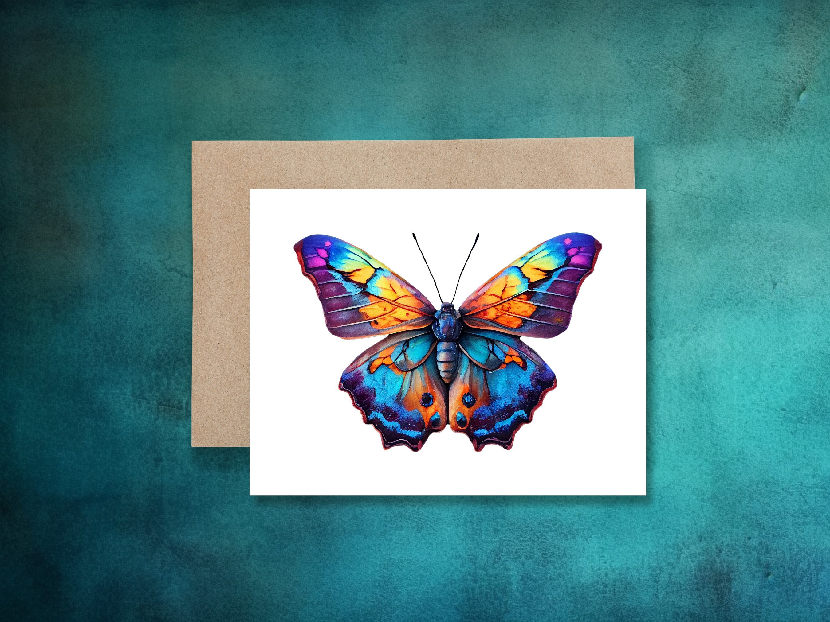 Watercolor Butterfly Notecards: Blank Stationery Set With Kraft ...