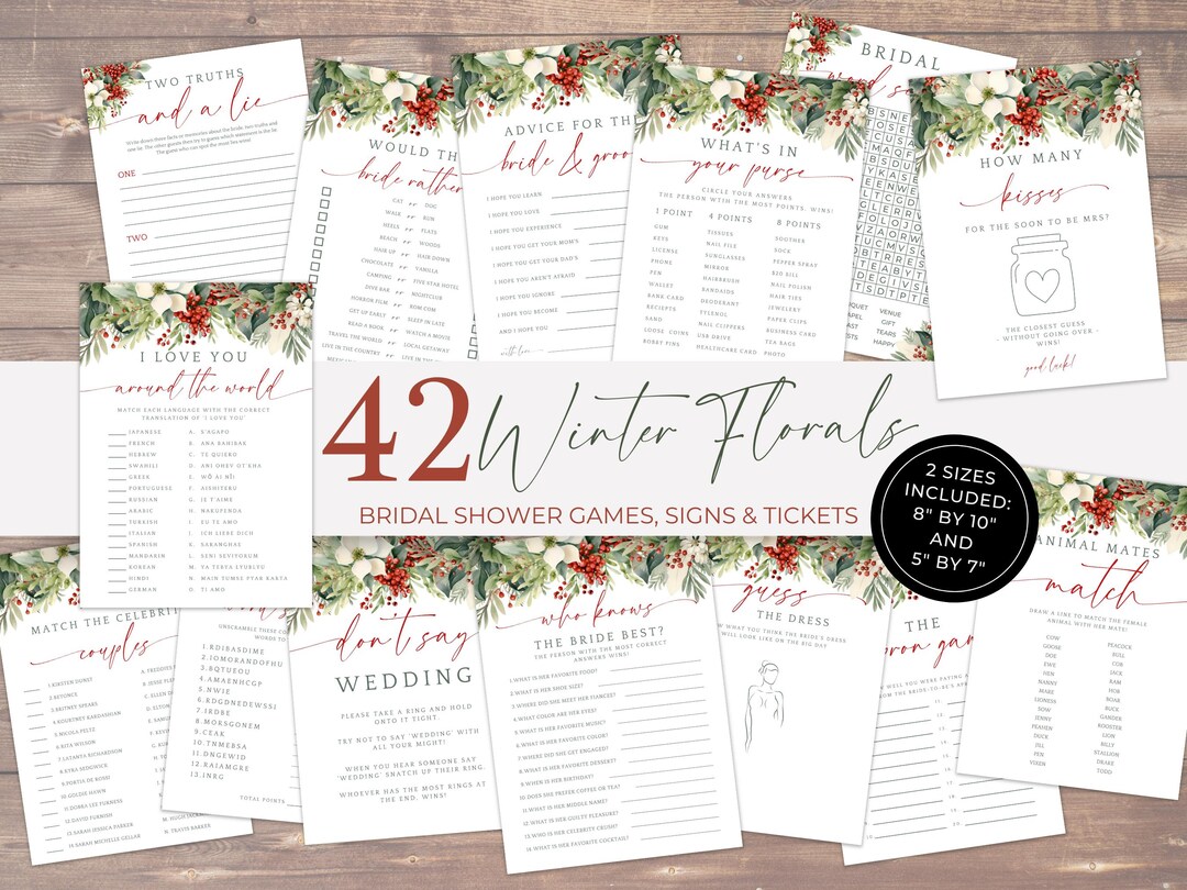 Winter Bridal Shower Games Bundle. December Wedding Shower Editable ...