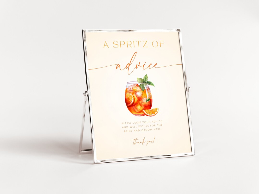 Spritz of Advice Sign & Card. Aperol Spritz Themed La Dolce Vita Bridal ...