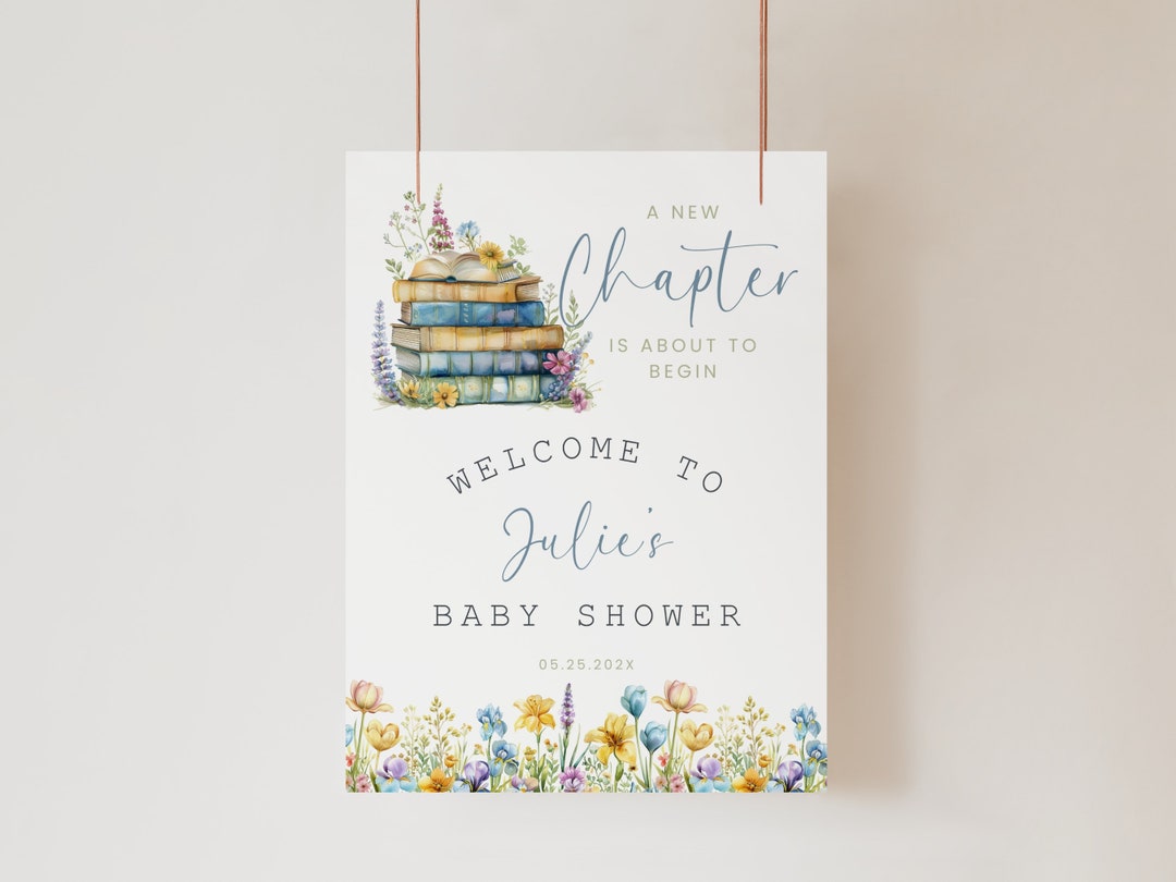 A New Chapter Baby Shower Decor. Storybook Welcome Sign. Book Themed ...