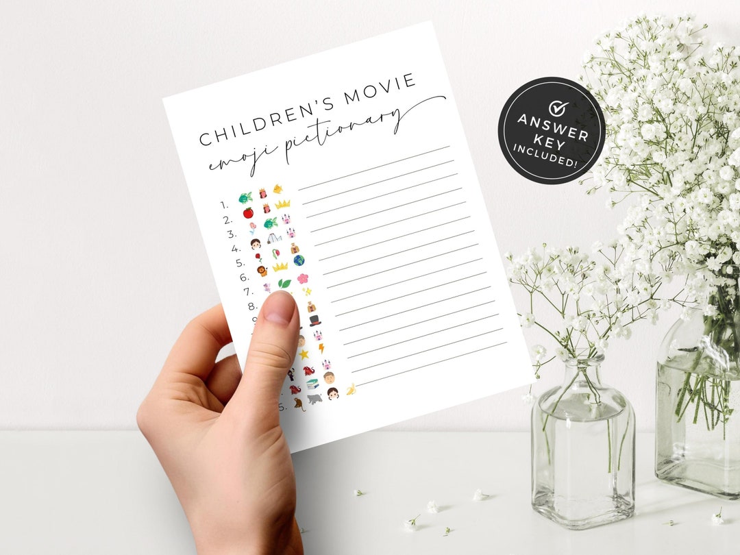 Children's Movie Emoji Pictionary Game. Fun Baby Shower Guessing Game ...