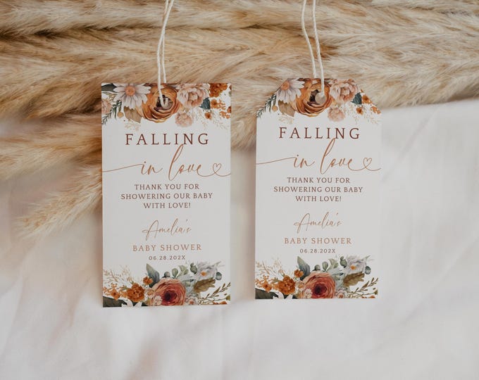 Leaf Shaped Fall in Love Favor Tags, Fall Wedding Favor Tags,custom ...