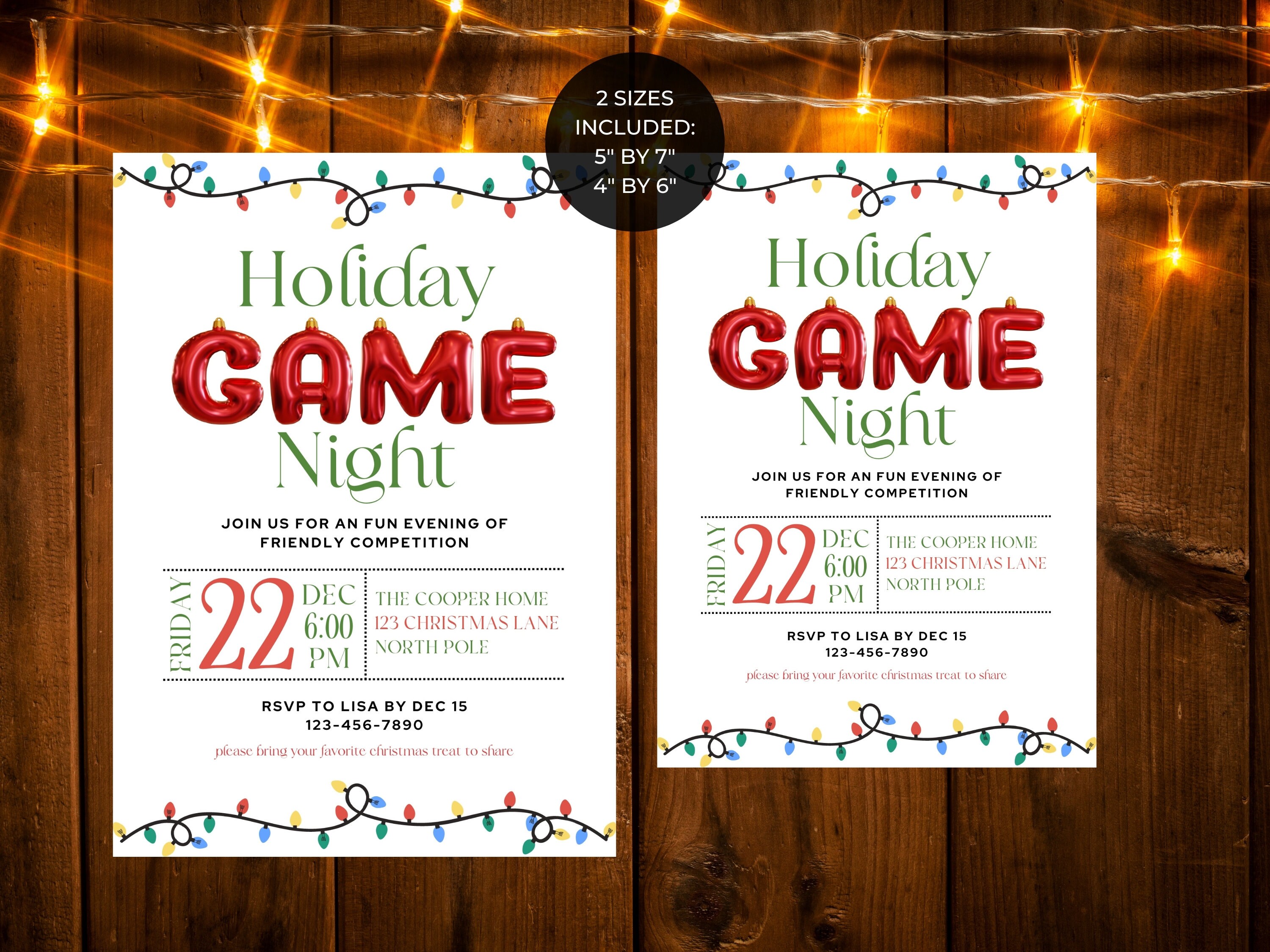 Holiday Game Night Invitation Christmas. Family or Work Editable ...