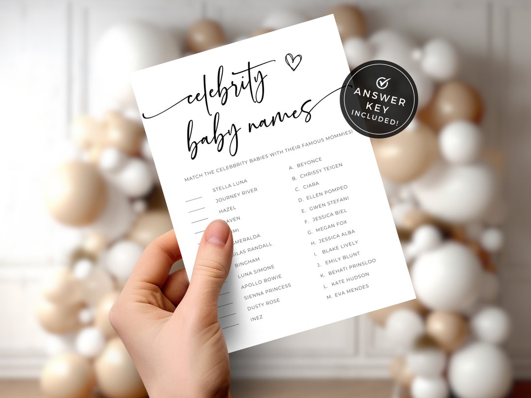 Celebrity Baby Name Game. Printable Minimalist Baby Shower Game ...