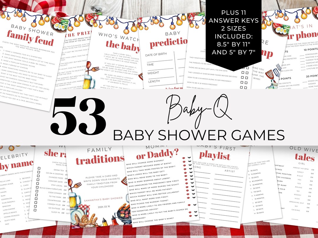 Baby Q Shower Games. BBQ Baby Shower Game Bundle. Editable Couples ...