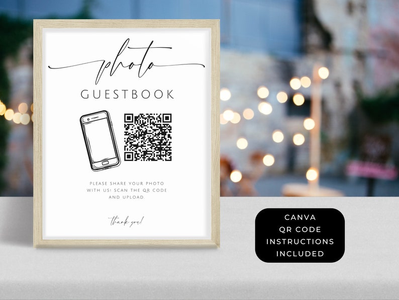 Photo Guestbook Sign. Printable Guest Book Sign QR Code. Editable ...
