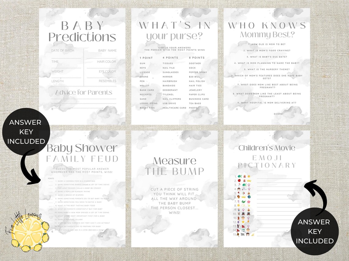 Cloud 9 Baby Shower Games. Editable Gender Neutral Cloud Nine - Etsy