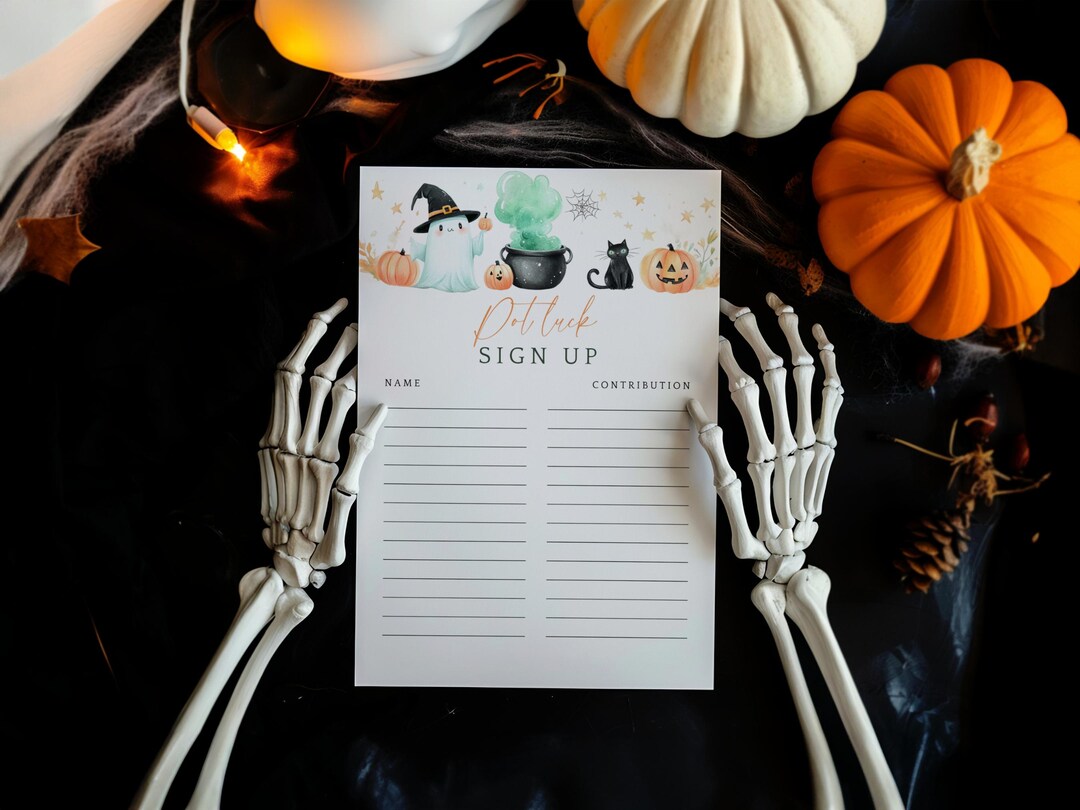 Halloween Potluck Sign up Sheet Printable. Hallowe'en Party Pot Luck ...