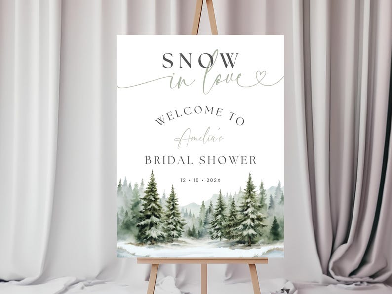 Snow in Love Bridal Shower Welcome Sign. Winter Wonderland Welcome ...