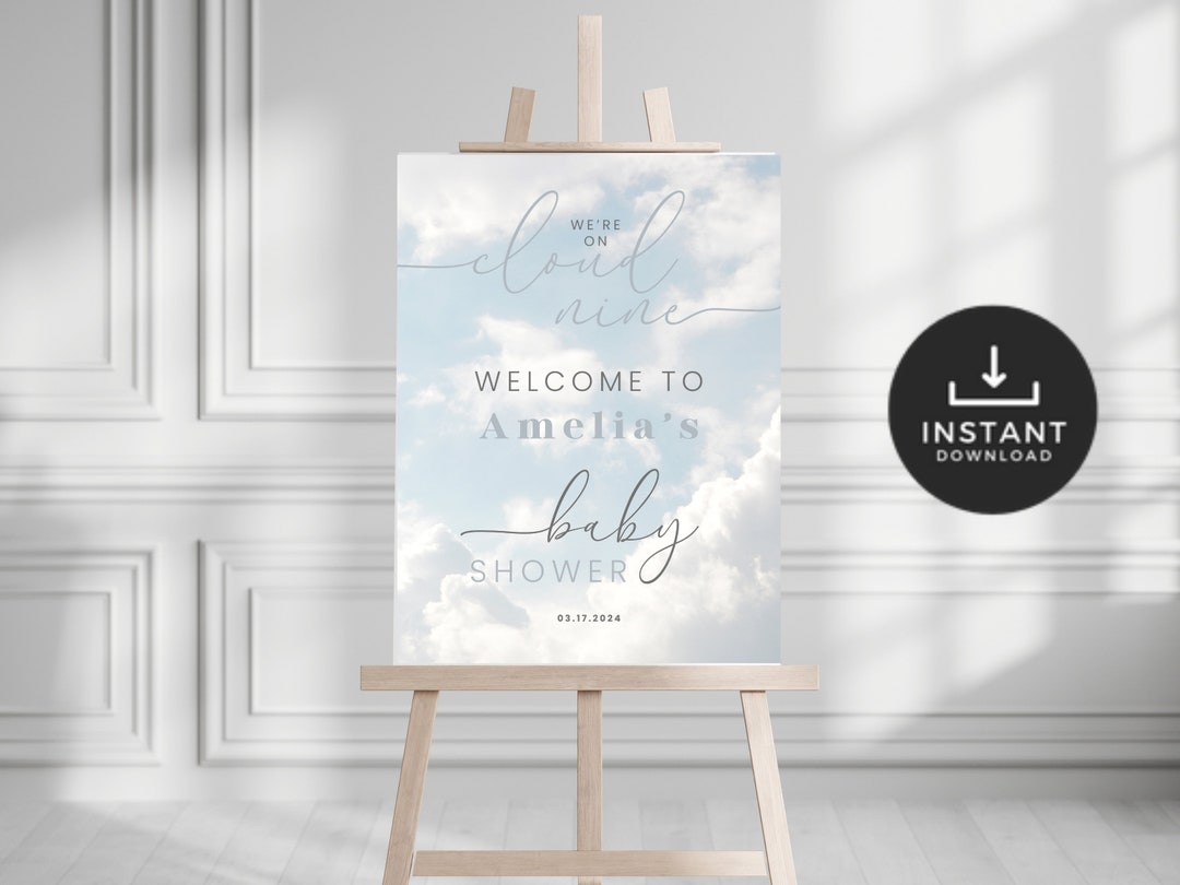 Baby Shower Welcome Sign on Cloud Nine. We're on Cloud 9 Welcome Board ...