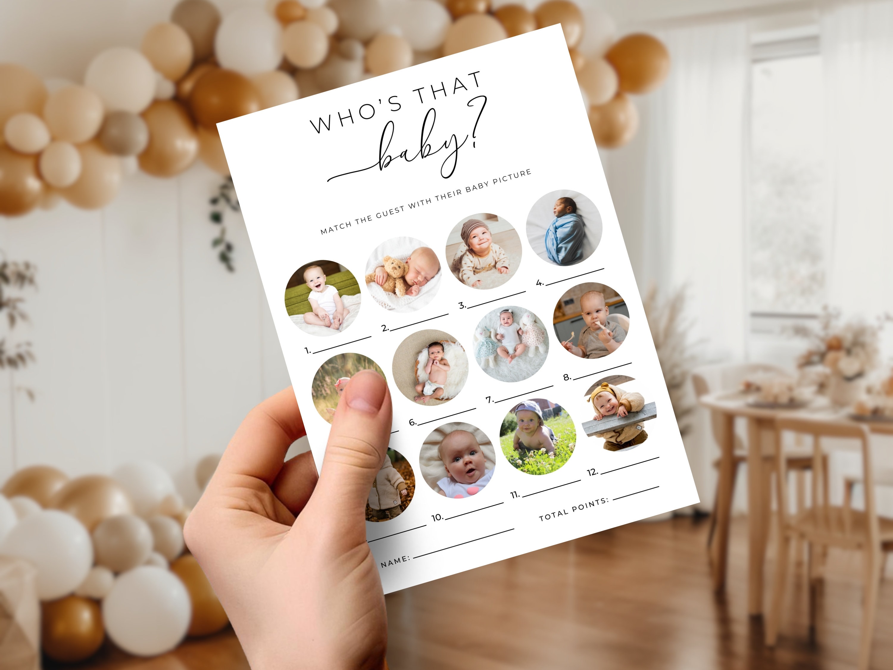 Who's That Baby Photo Game. Modern Minimalist Guess Who Baby Shower ...