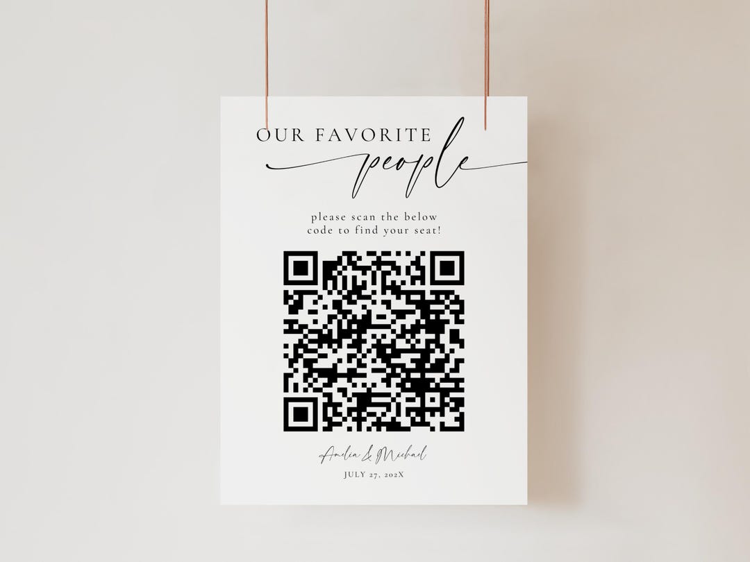 Digital Seating Chart With QR Code. Modern Scannable Wedding Sign. Our ...