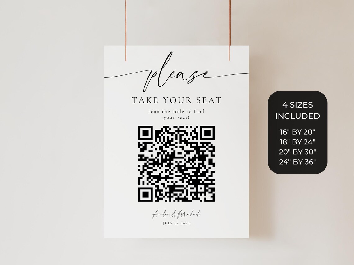 QR Code Seating Chart. Digital Seating Chart With QR Code. Modern ...